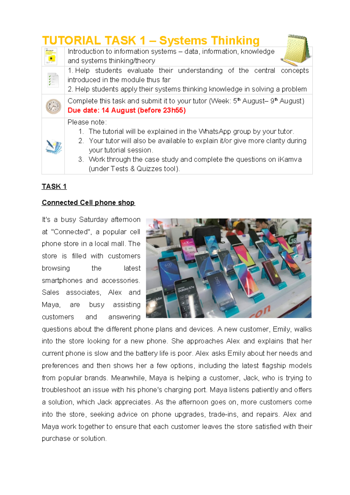 Tutorial 1 System thinking studentversion 2024 - TUTORIAL TASK 1 – Systems Thinking Introduction ...