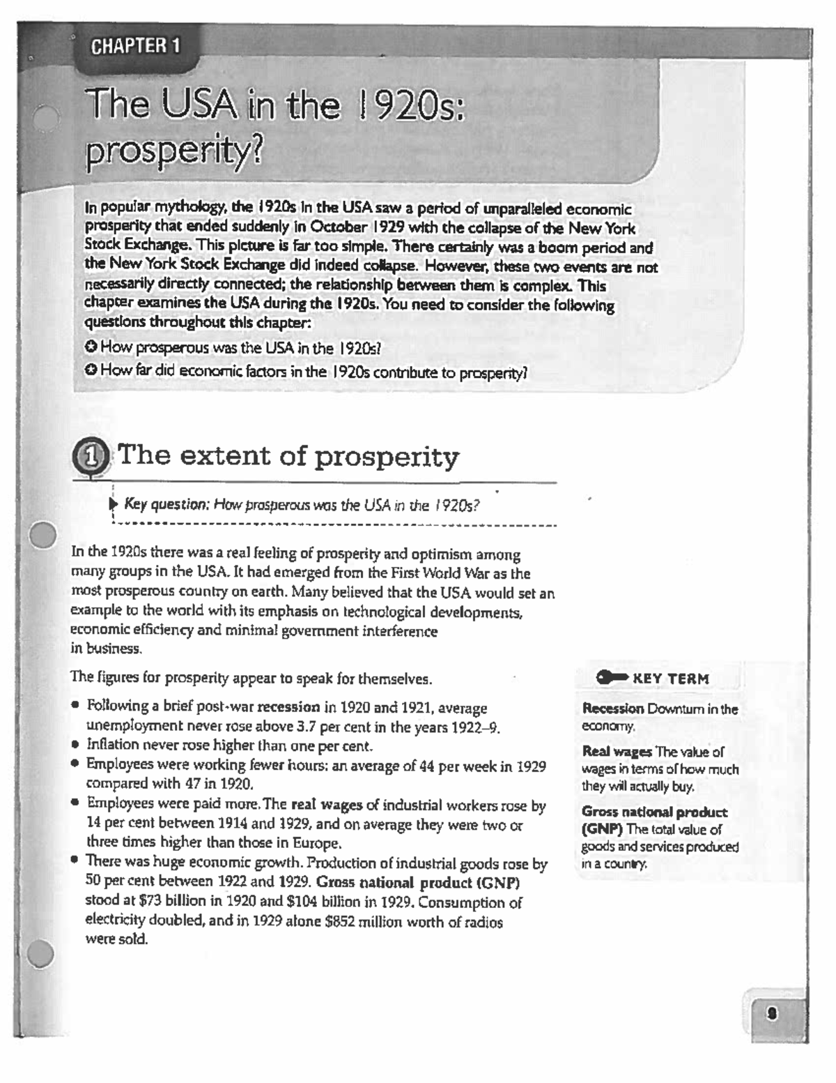The USA in the 1920s-prosperity PDF - CHAPTER 1 The USA in the 1920s ...