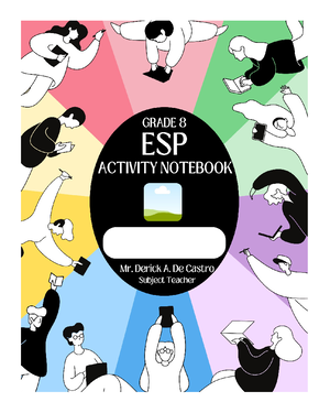 EsP Cover Page and Activity Checklist Template - English 9 - GRADE 8 ...