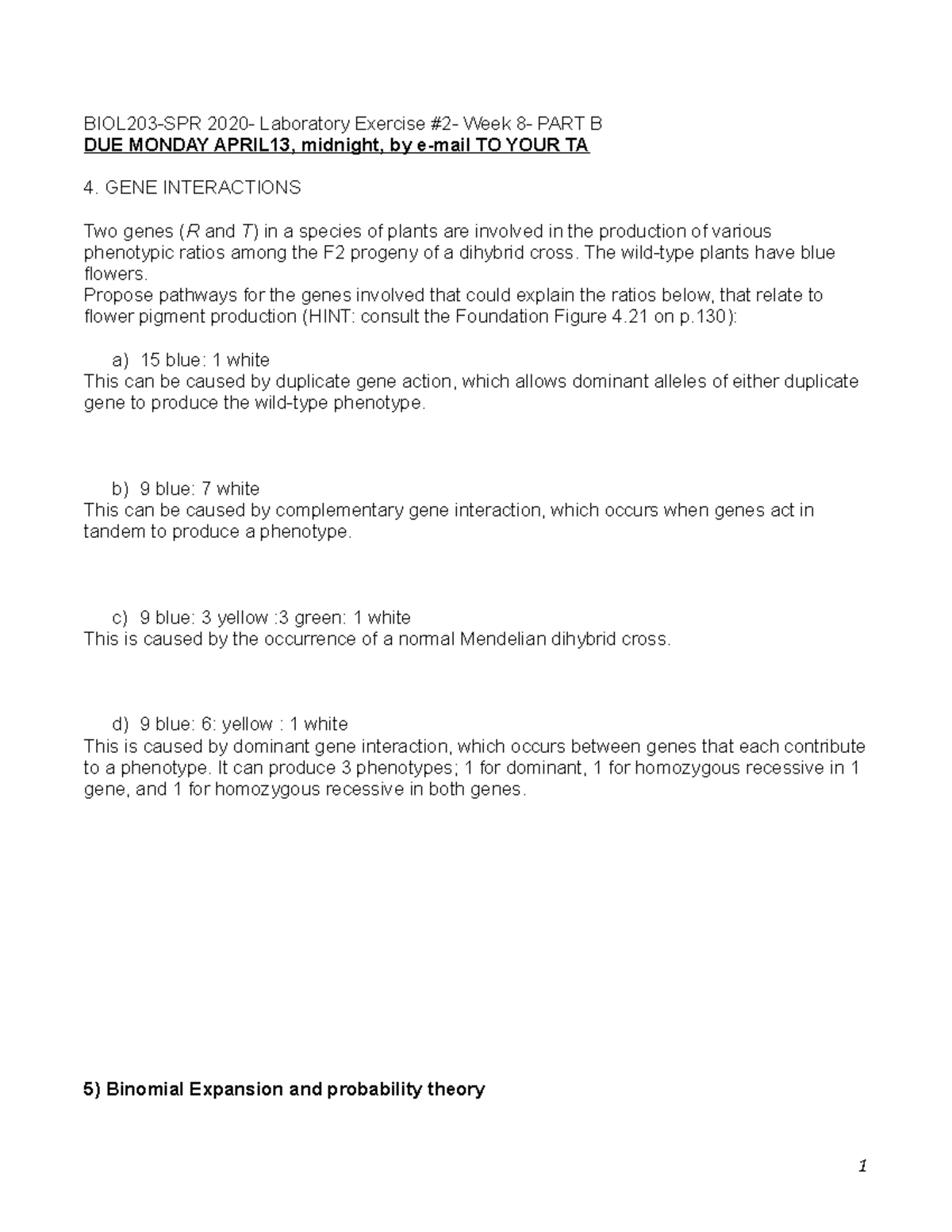 BIOL203-exercises 2-part B - BIOL203-SPR 2020- Laboratory Exercise #2 ...