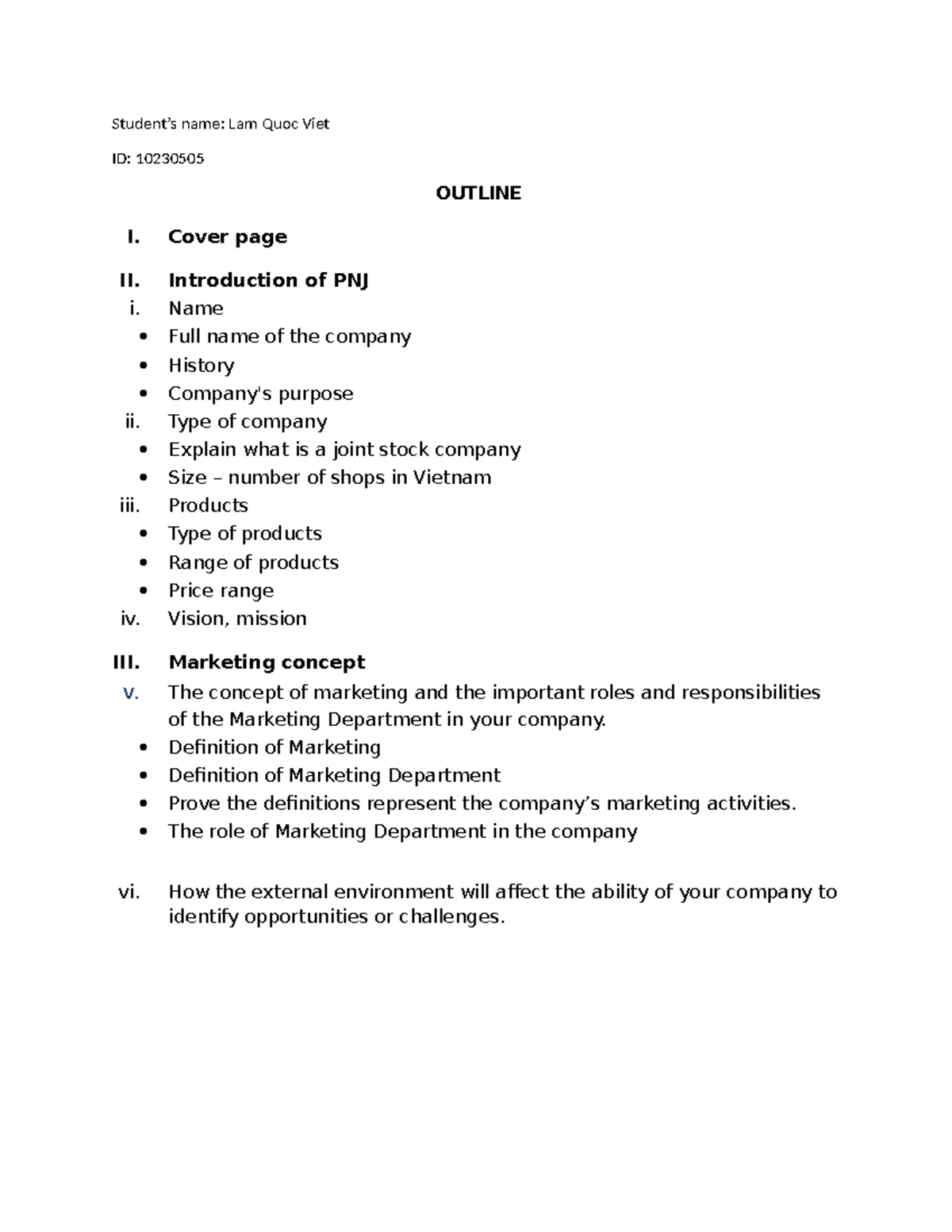 10230505 good but an outline -needs more work - Student’s name: Lam ...
