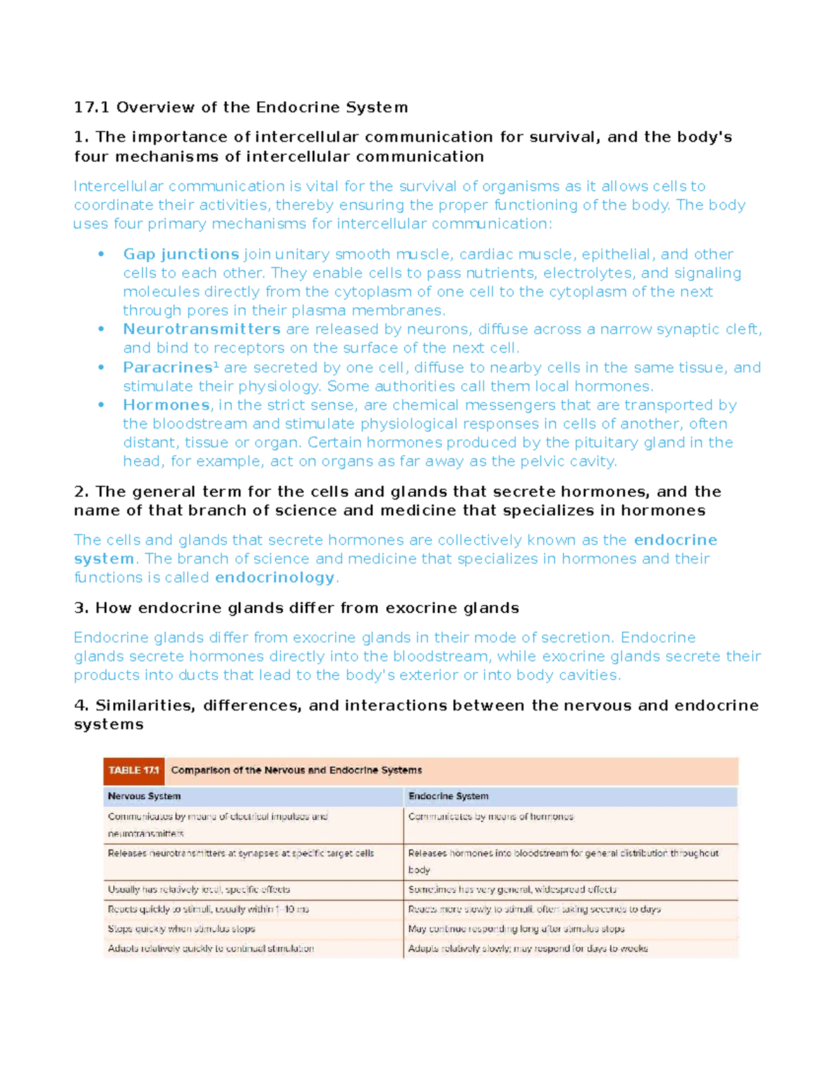 Chapter 17 Endocrine Connect Study Guide - 17 Overview of the Endocrine ...