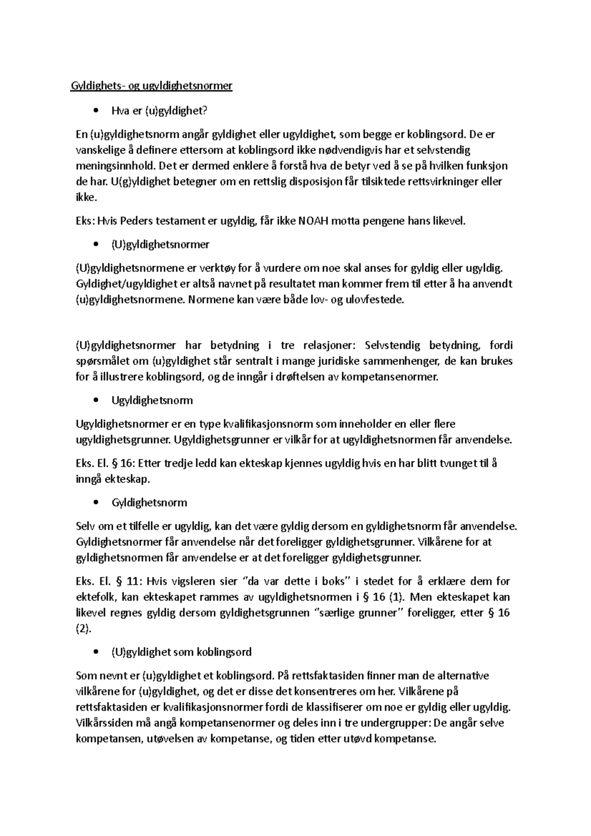 Exfac - Oppsumering DEL 7 - Gyldighets- og ugyldighetsnormer Hva er (u ...