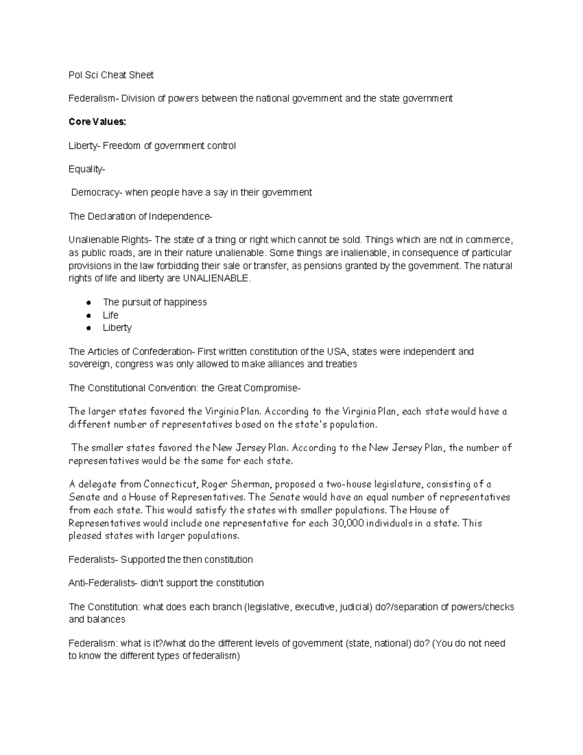 Pol Sci Cheat Sheet - Basic notes for the class - Pol Sci Cheat Sheet ...