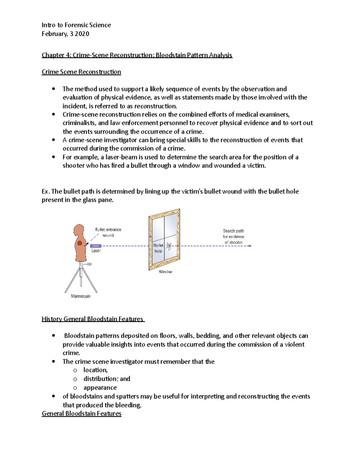 Chapter 4 Slide Summary - Intro to Forensic Science February, 3 2020 ...