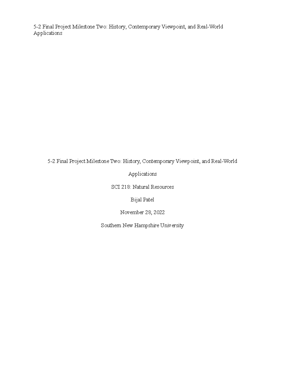 5-2 Final Project Milestone Two - Applications 5-2 Final Project Milestone Two: History, - Studocu