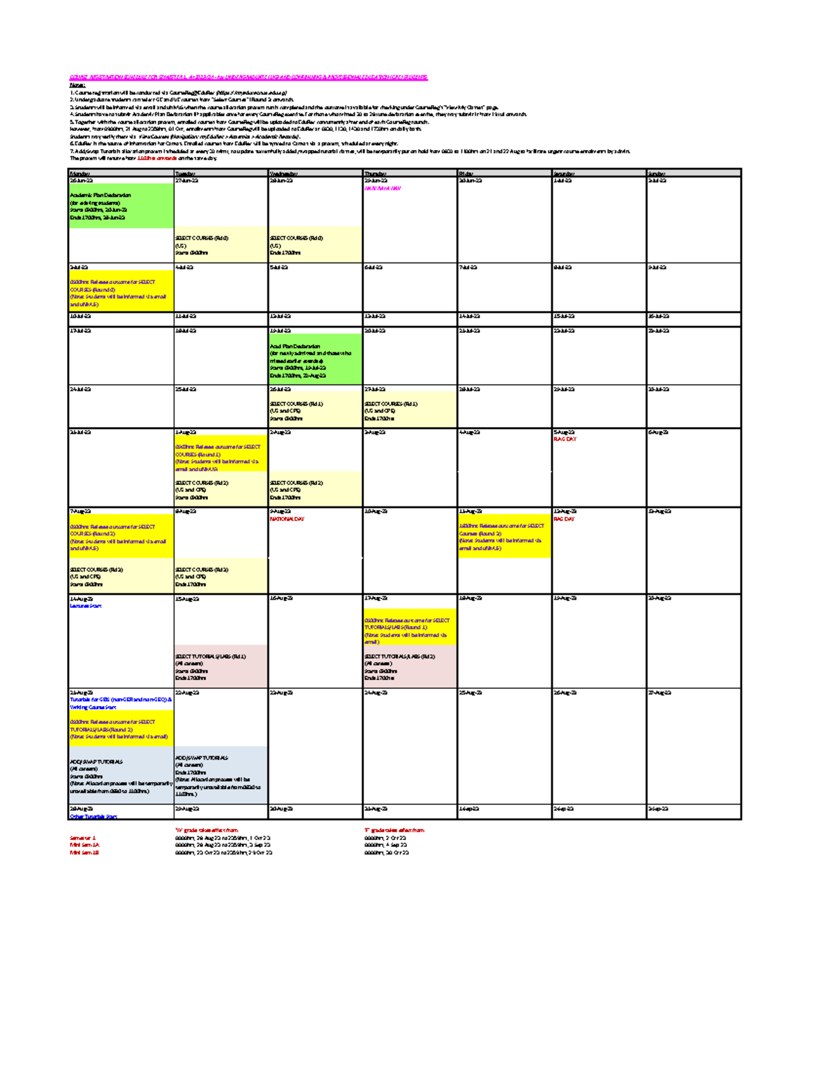 Ugcpe Course Reg Schedule - COURSE REGISTRATION SCHEDULE FOR SEMESTER 1 ...