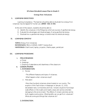 Raise Plus Semi Detailed Lesson Plan - RAISE Plus Semi Detailed Lesson Plan in Grade 9 Energy ...