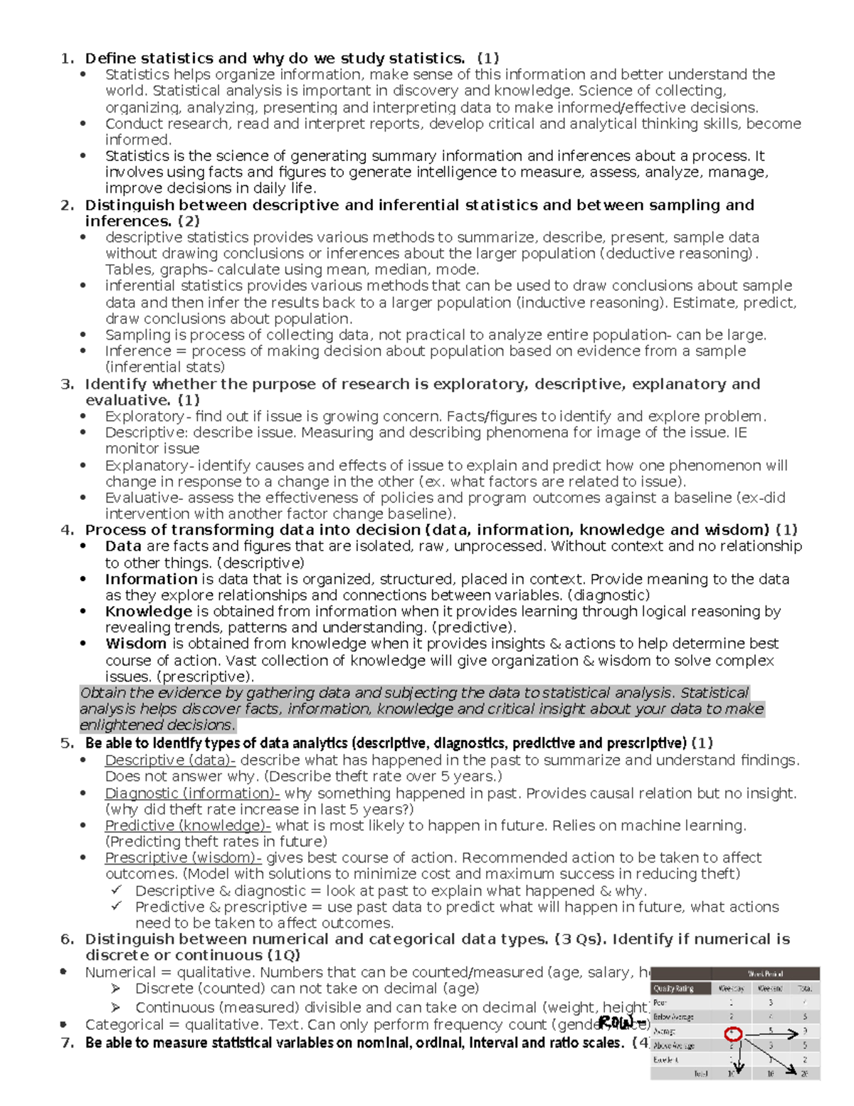 Mid Term Study Guide - 1. Define statistics and why do we study ...