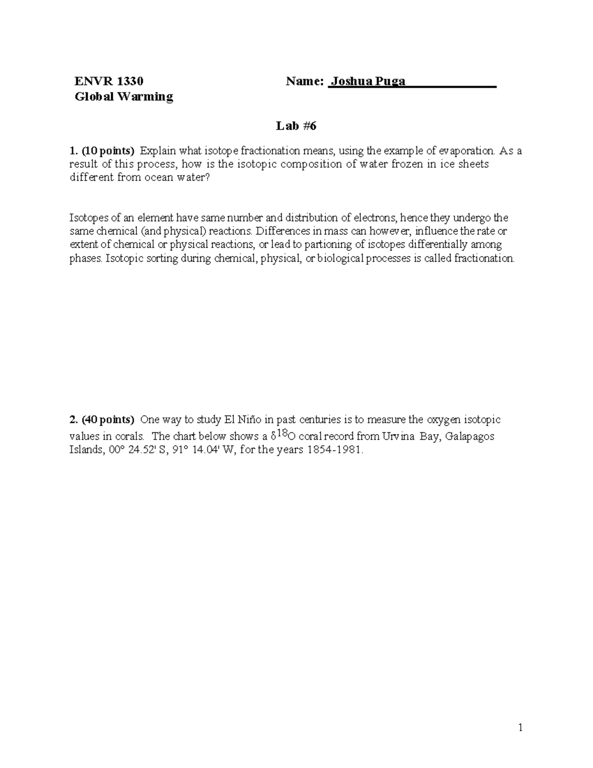 ENVR 1330 Lab 6 - Assistance - ENVR 1330 Name: Joshua Puga Global ...