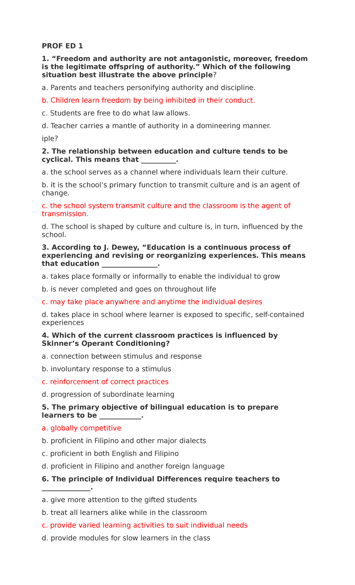 PROF ED - prod ed - PROF ED 1 “Freedom and authority are not ...