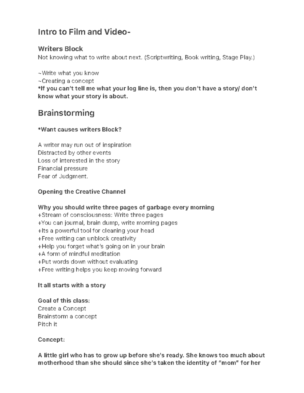 Intro to Film and Video - Intro to Film and Video- Writers Block Not ...