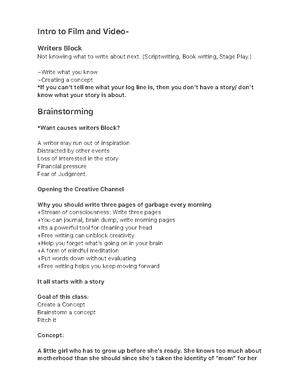 Intro to Film and Video Notes - Intro to Film and Video Notes Selecting ...