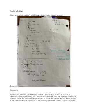 Physics CER - lab - C.E Claim: Our data suggests that the cart is ...