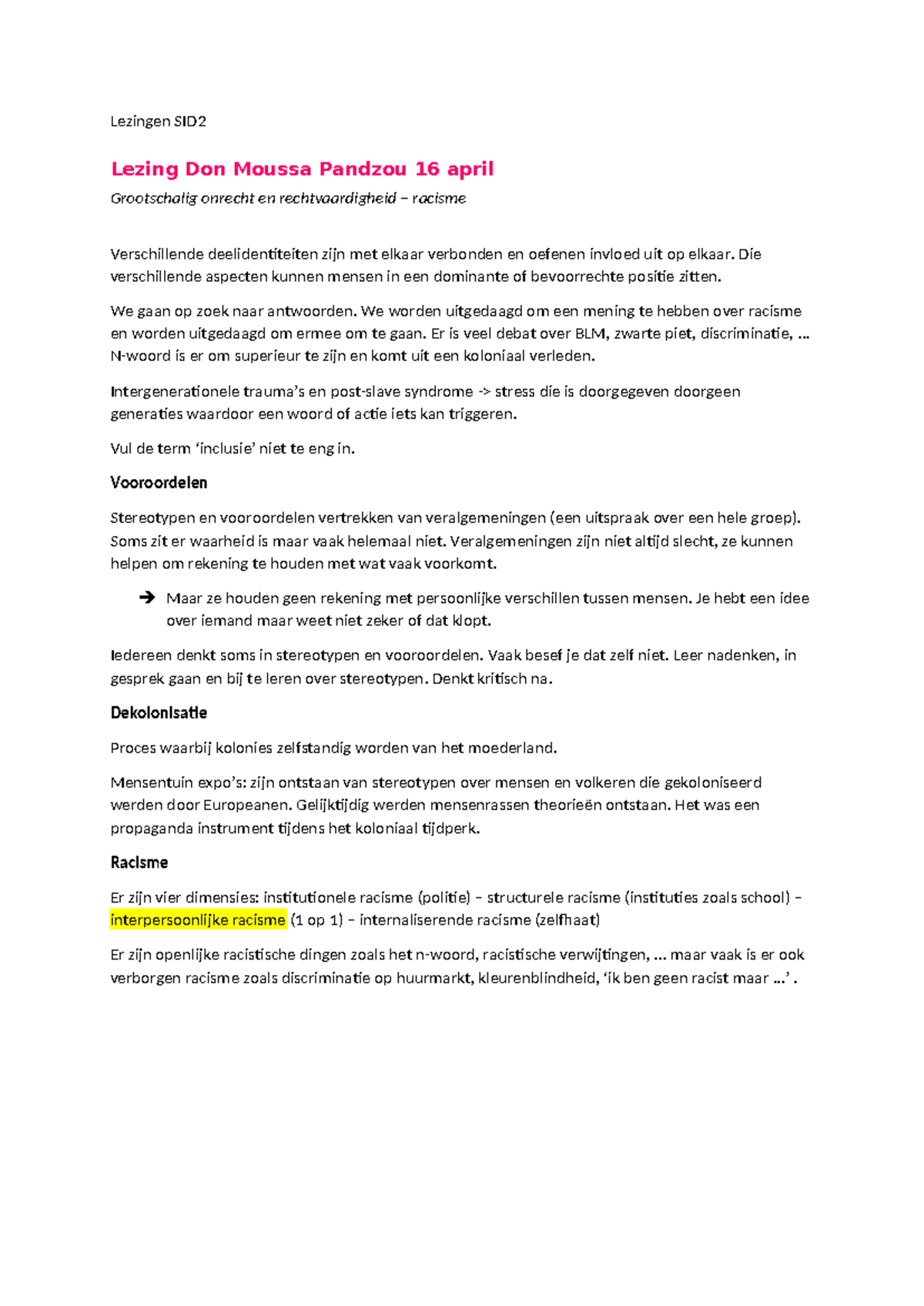 Lezingen SID2 - Lezingen SID Lezing Don Moussa Pandzou 16 april ...