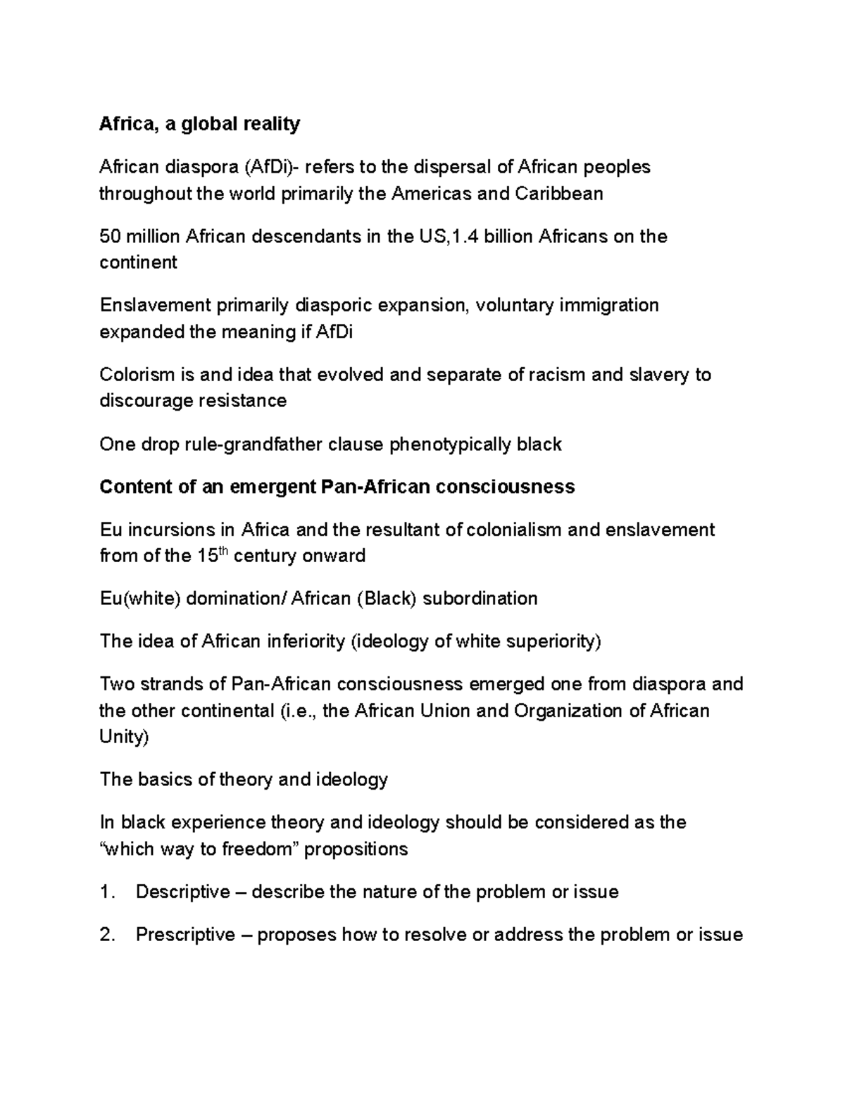 lecture notes harris - Africa, a global reality African diaspora (AfDi ...