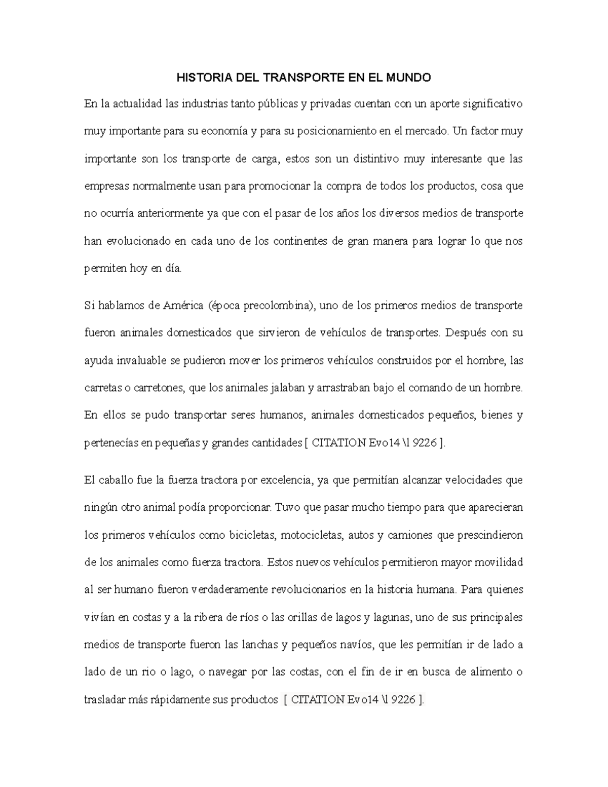 Historia DEL Transporte EN EL Mundo - HISTORIA DEL TRANSPORTE EN EL ...