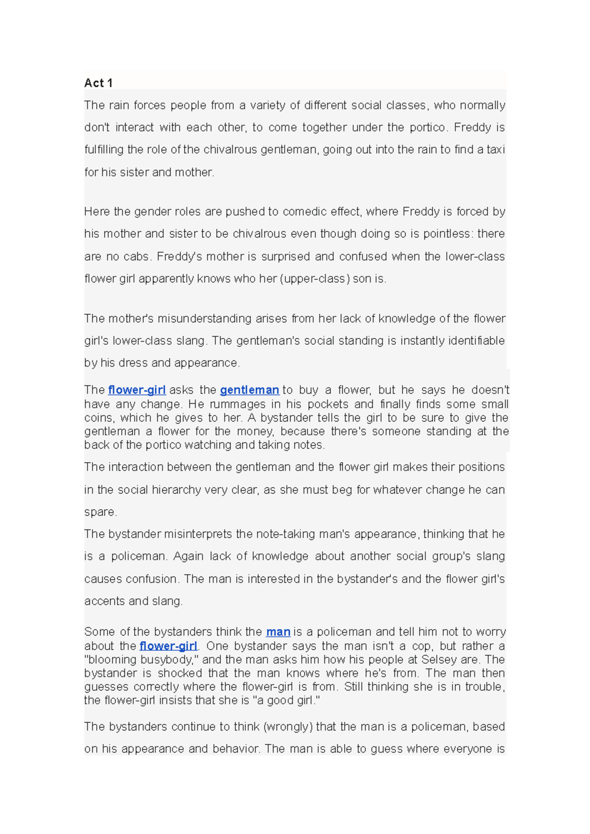 Summary of Act 1- Pygmalion 2021 (English) - Act 1 The rain forces ...