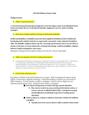 CEP 240 Final Exam Study Guide - CEP 240- Fall 2021 FINAL EXAM STUDY GUIDE Definitions Be ...