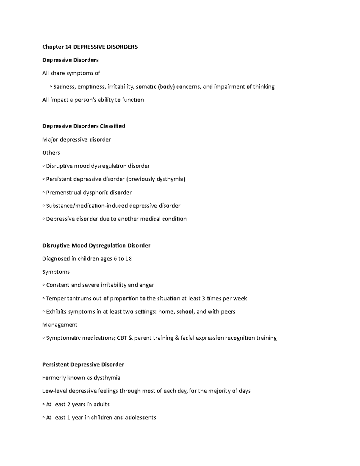 Chapter 14 Depressive Disorders - Chapter 14 DEPRESSIVE DISORDERS ...