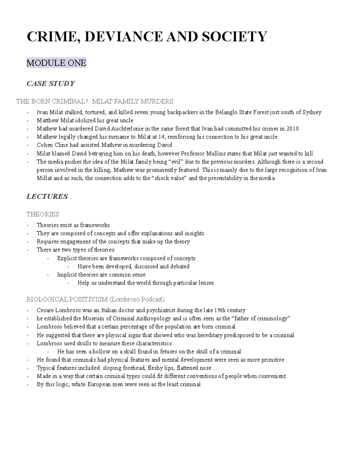 Crime Deviance and Society Module 1 notes - CRIME, DEVIANCE AND SOCIETY ...