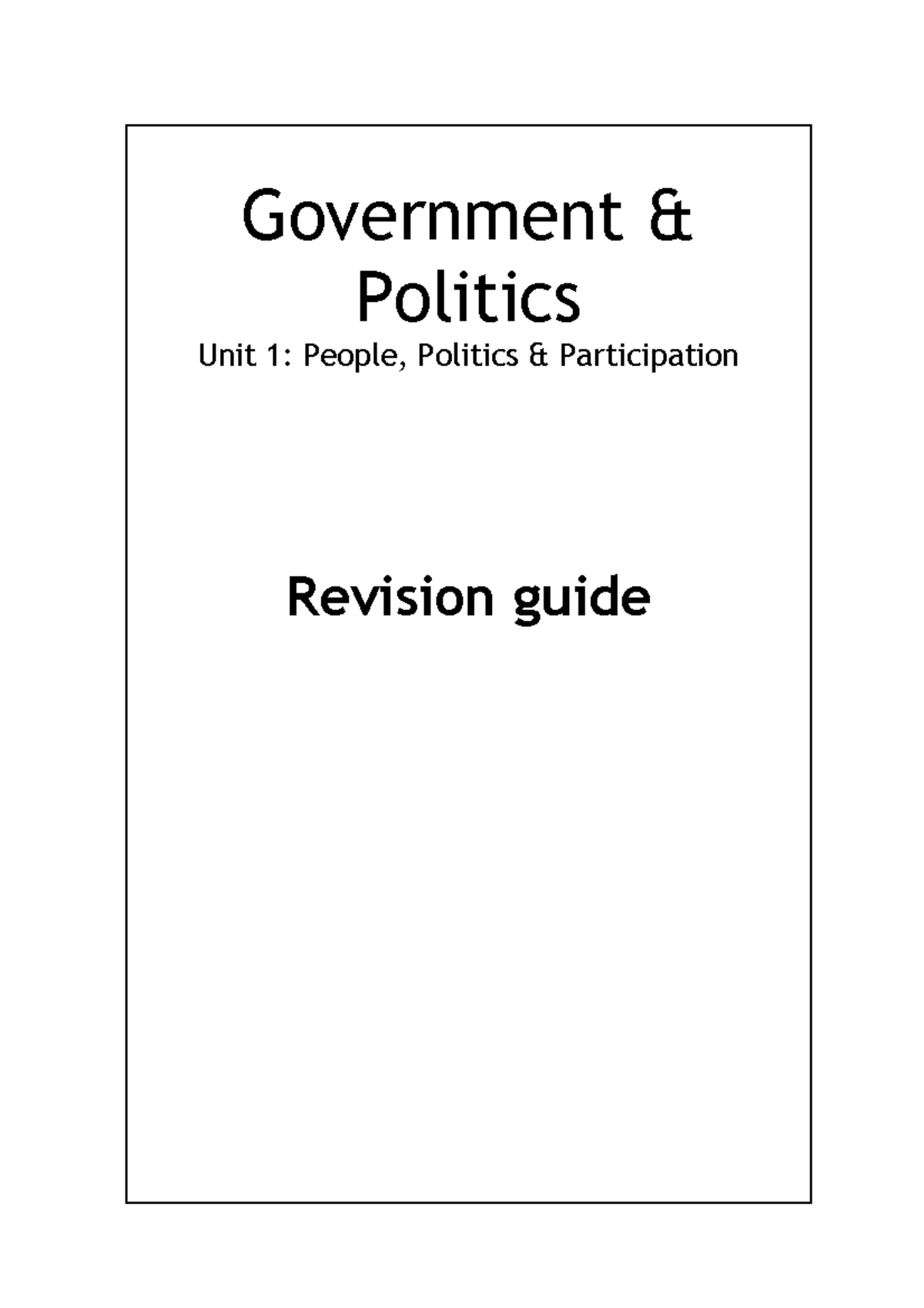 Unit 1 government and politics - Government & Politics Unit 1: People ...