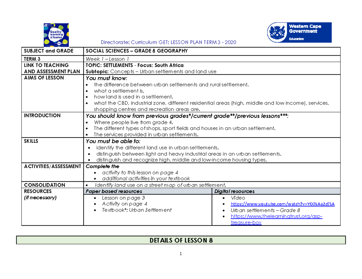 Geography Term 3 Week 1 - I need it - Directorate: Curriculum GET ...