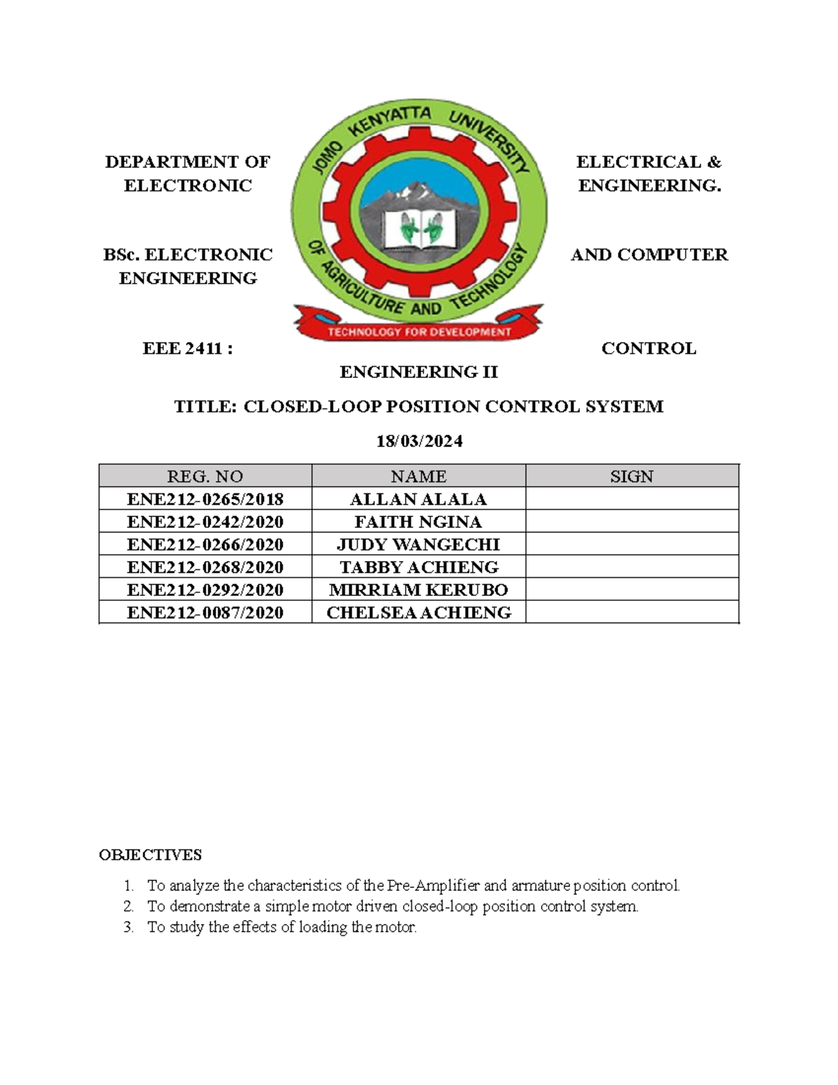 CLOSED-LOOP POSITION CONTROL SYSTEM - DEPARTMENT OF ELECTRICAL ...
