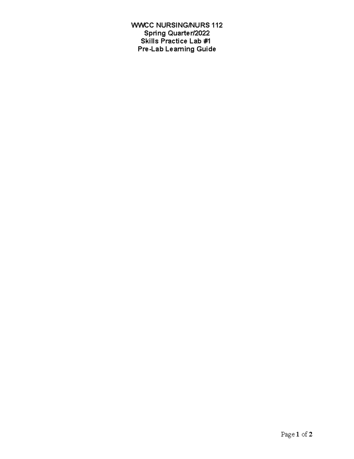 Breastfeeding teaching plan - Pre-Lab Learning Guide WWCC NURSING/NURS ...