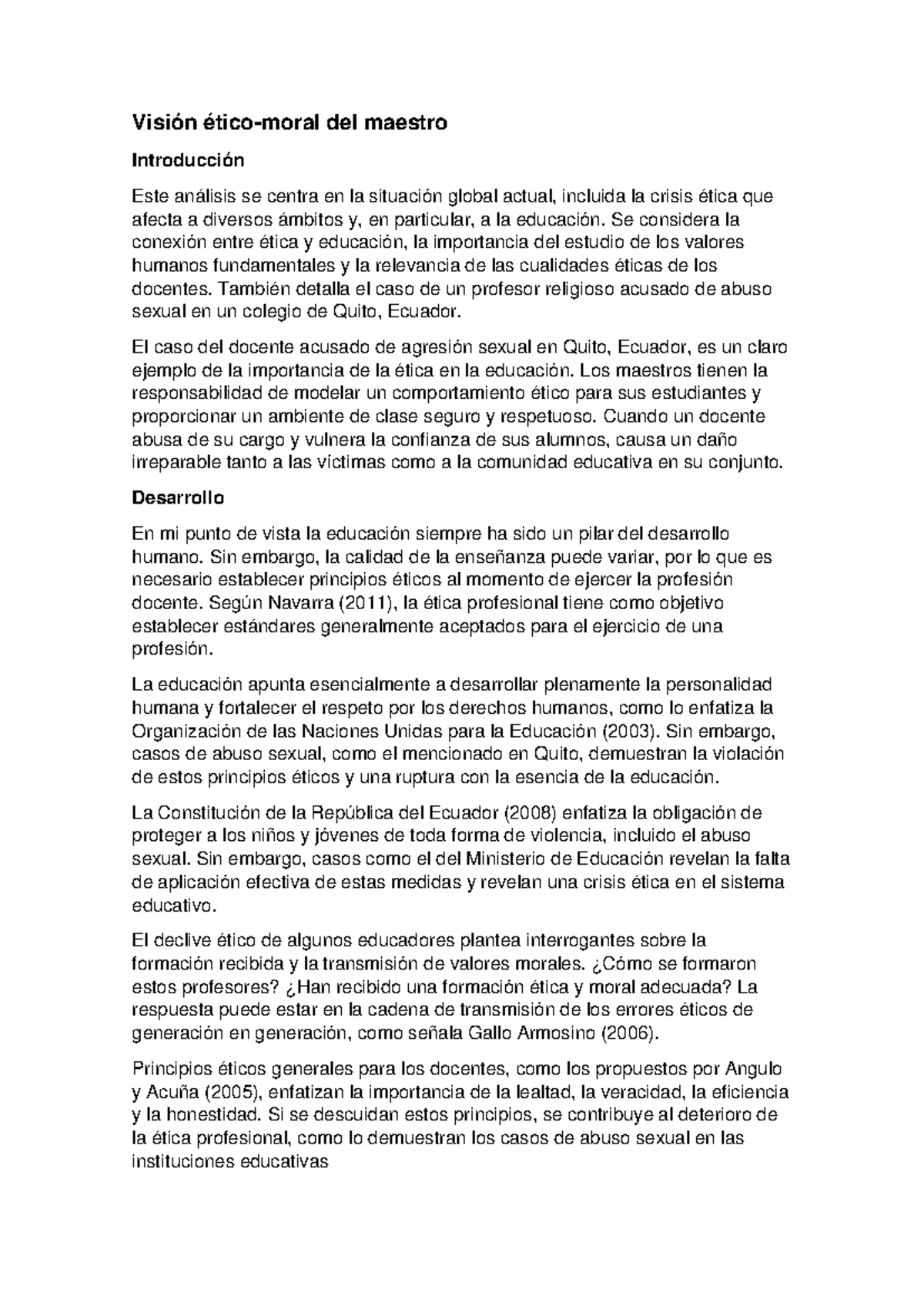 Analisis Critico Filosofia - Visión ético-moral del maestro ...