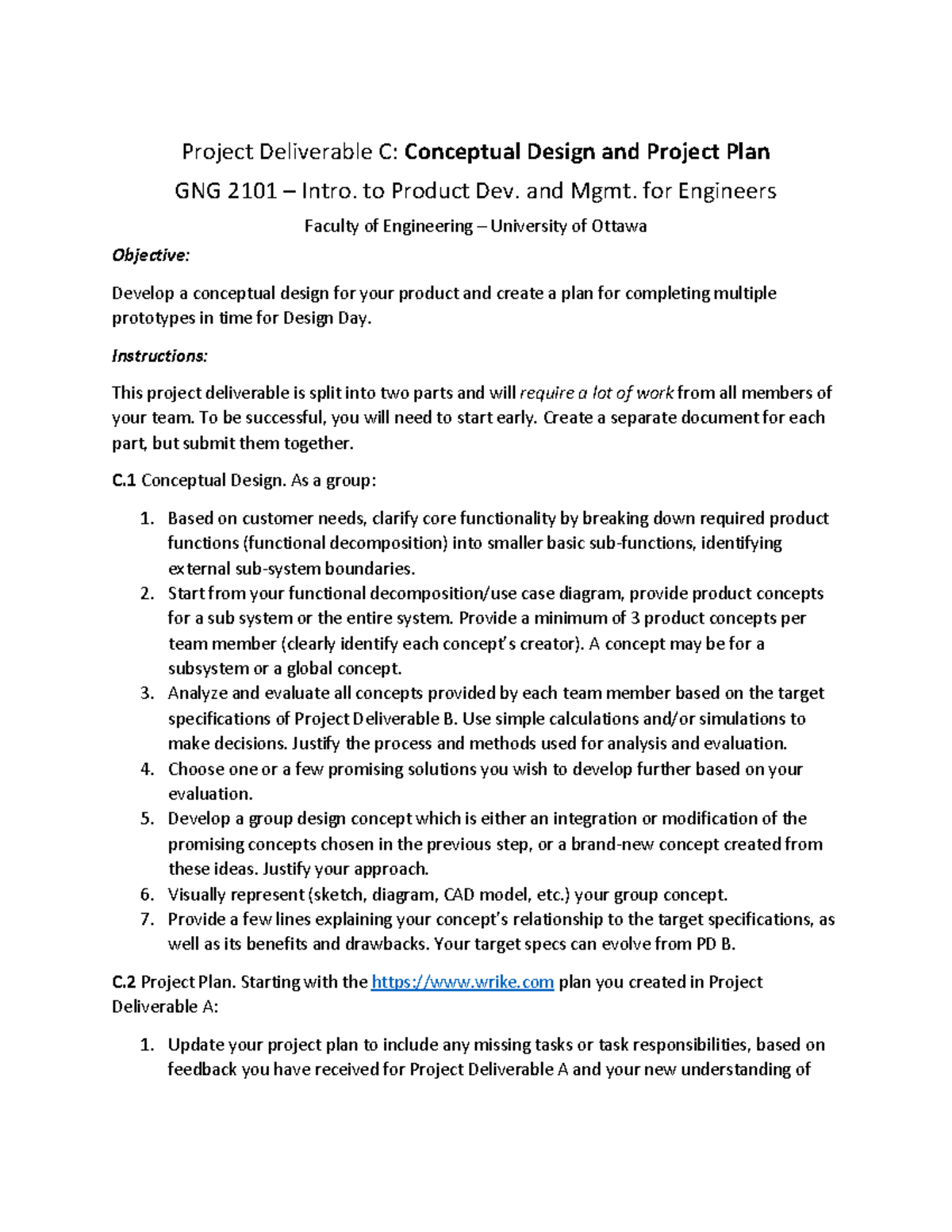 Instructions Project C - Project Deliverable C: Conceptual Design and ...