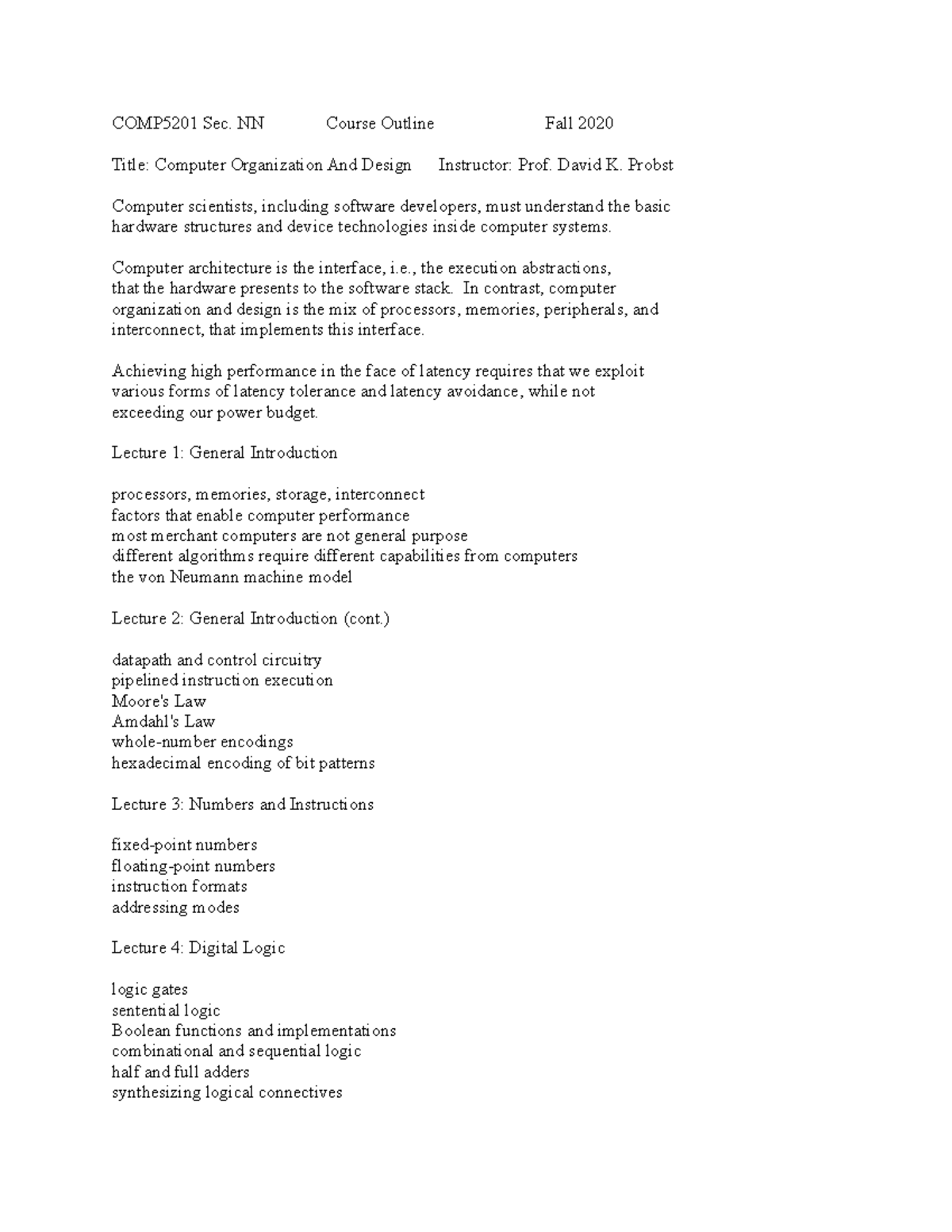 Course Outline - Past tutorials in classes - COMP5201 Sec. NN Course Outline Fall 2020 Title ...