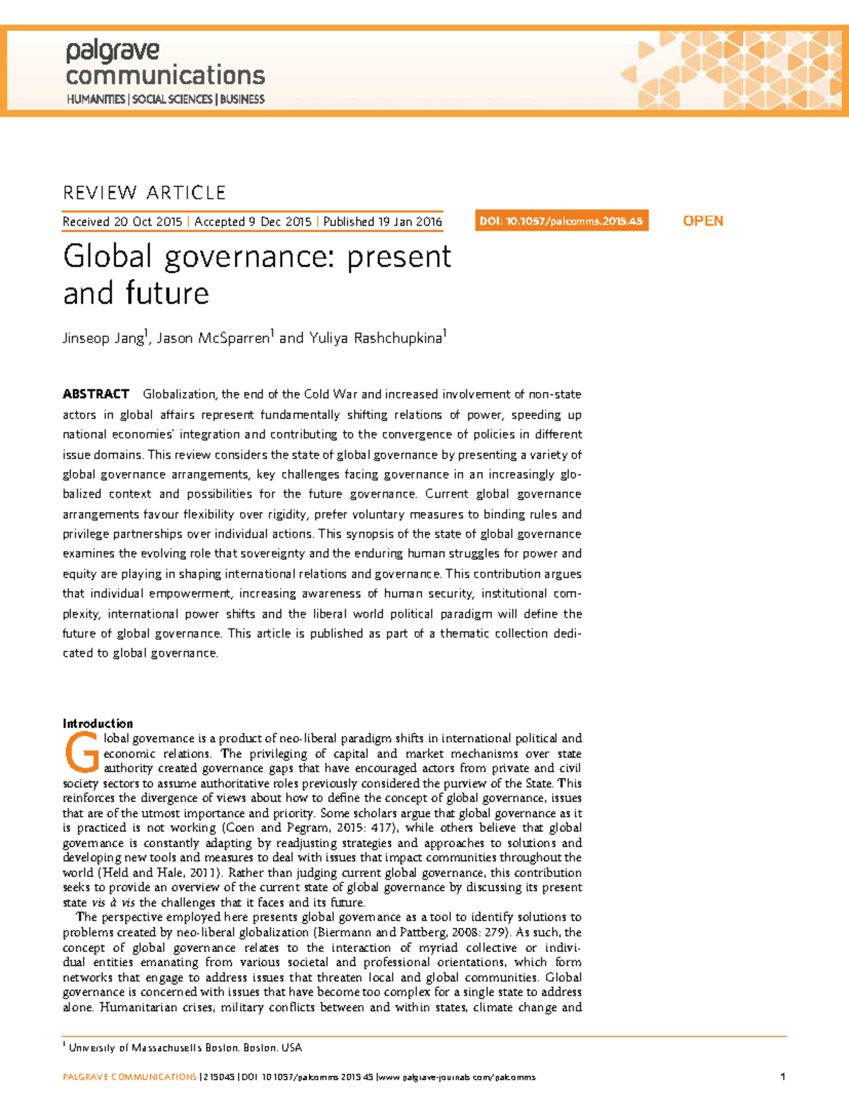 2016-Varios-Global governance present and future - REVIEW ARTICLE ...