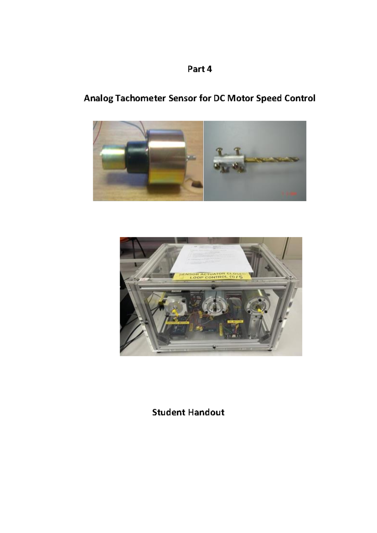 Part 4 DC Motor-Tachometer Speed Control System - Part 4 Analog ...