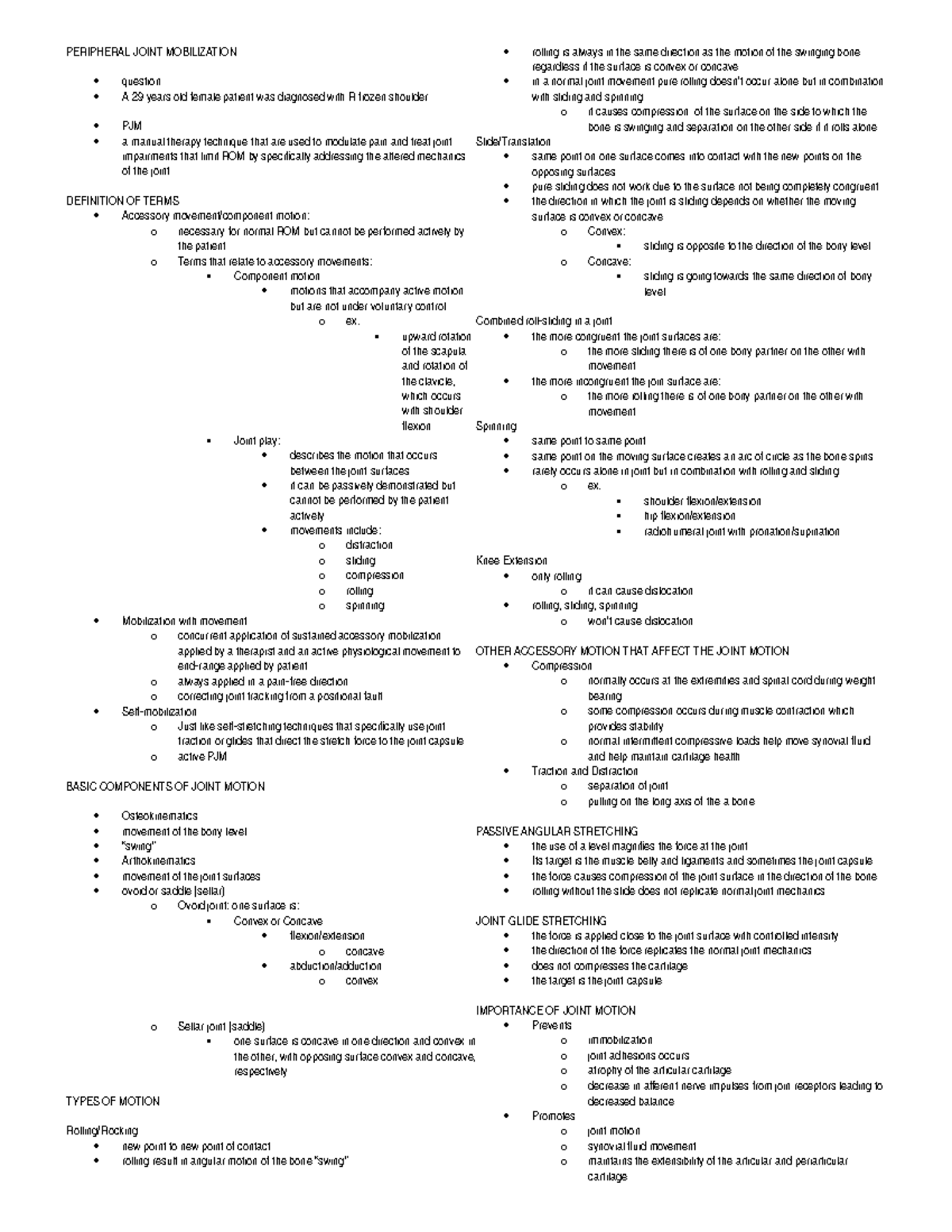 Peripheral Joint Mobilization complete ver - PERIPHERAL JOINT ...