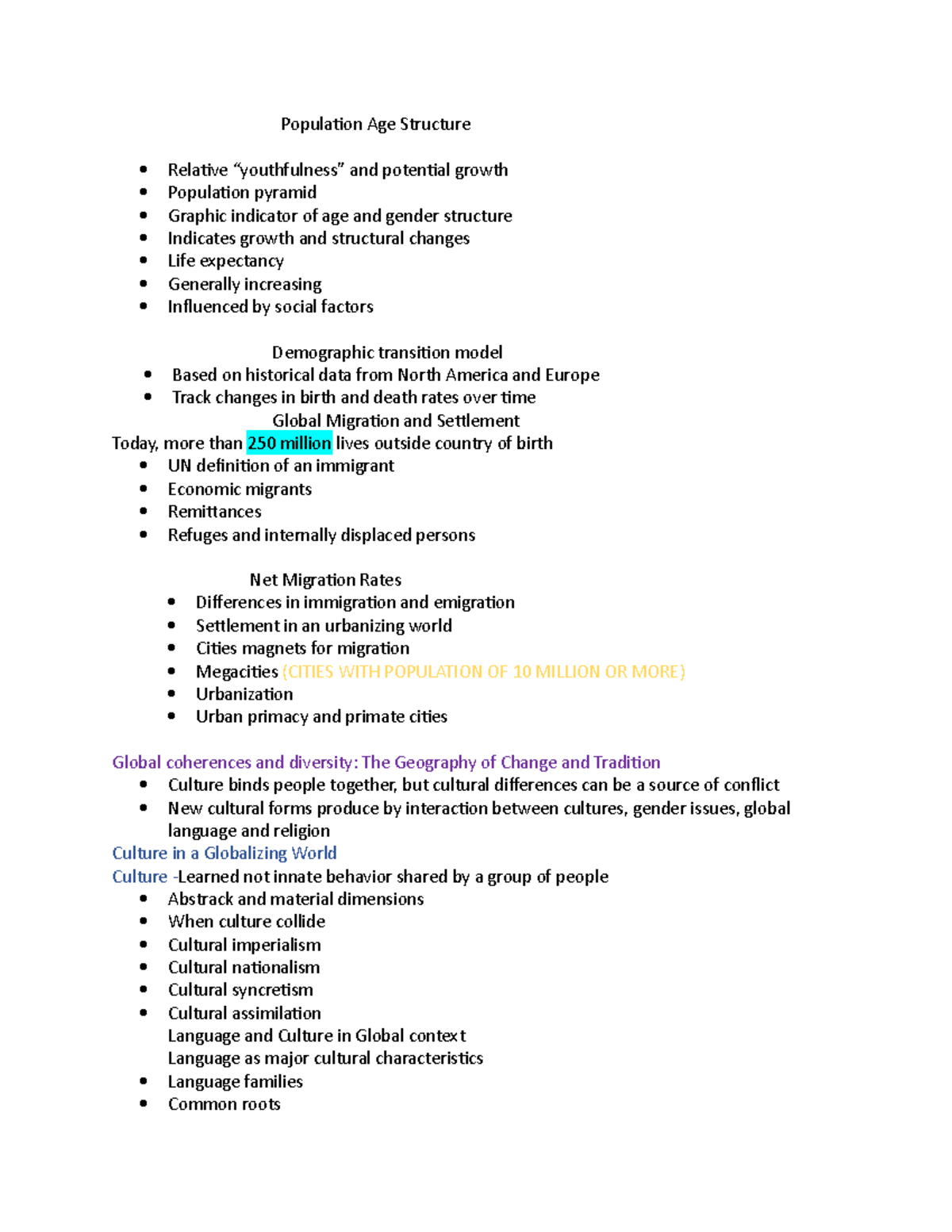 Population - notes - Population Age Structure Relative “youthfulness ...