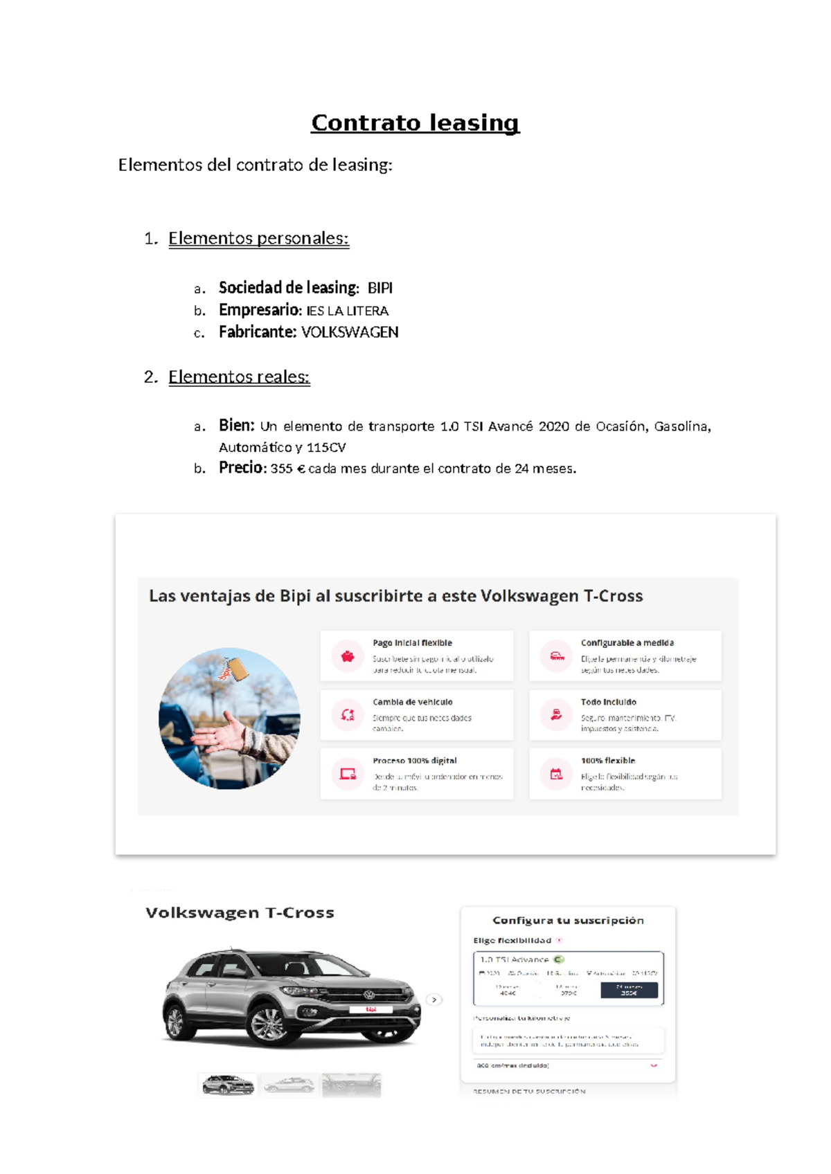 Contrato leasing - Trabajo - Business Management SL - Contrato leasing ...