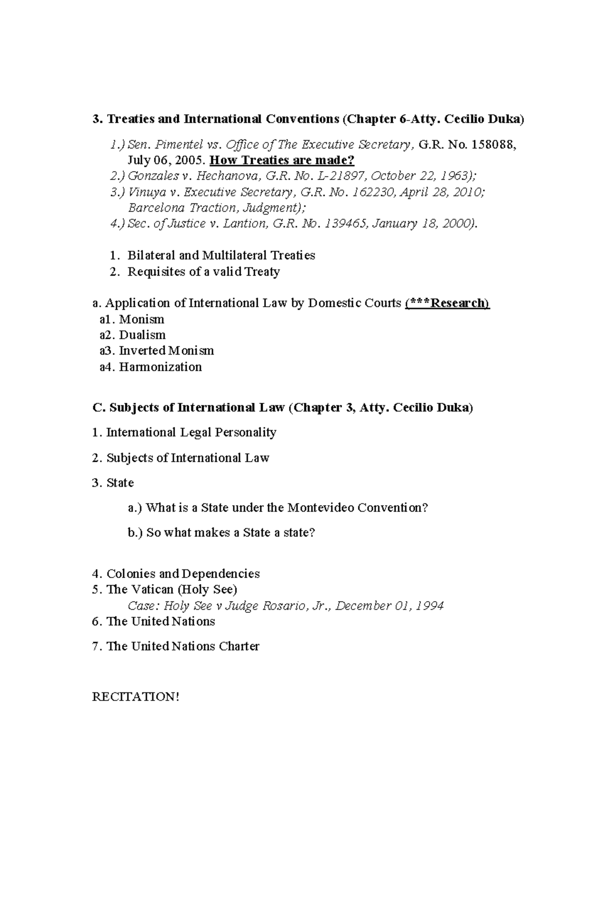 PIL-Aug-31 - PIL NOTES - Treaties and International Conventions ...