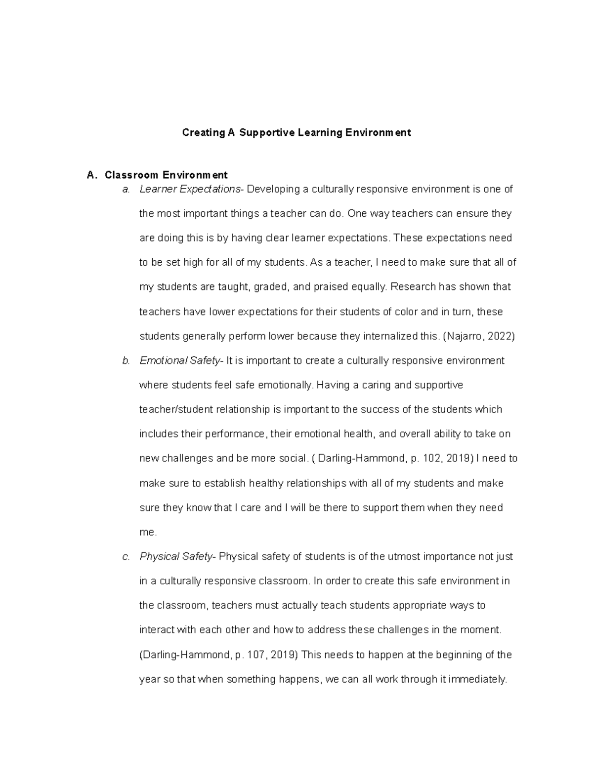 D186task1 Studco - passed assignment - Creating A Supportive Learning ...