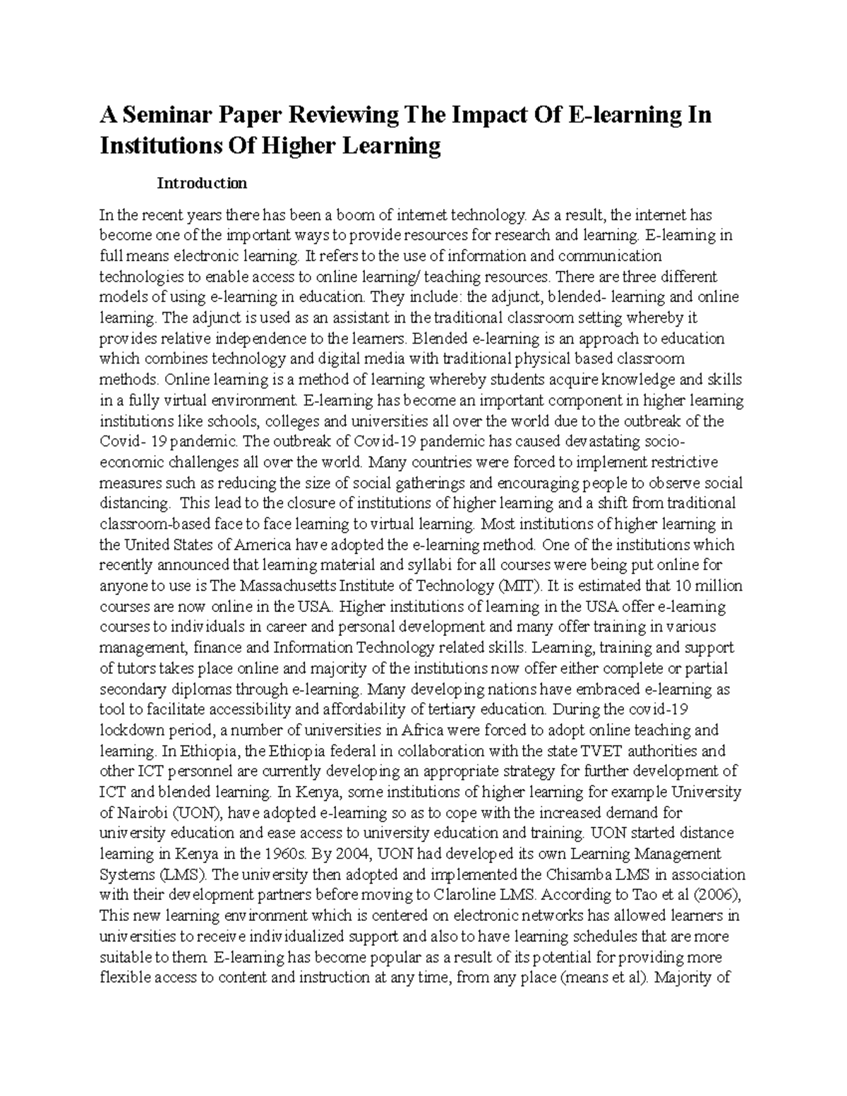 Final Seminar Paper - It gives detailed information about the impact of ...