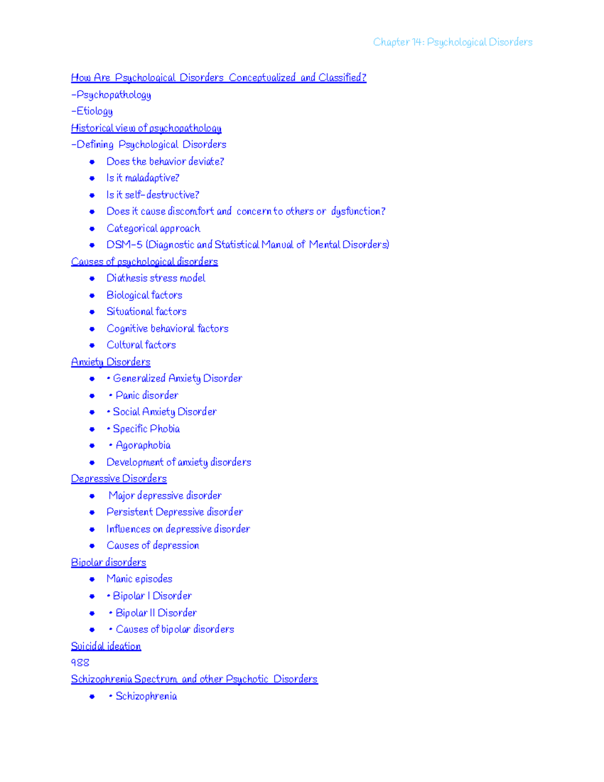 Chapter 14 Psychological Disorders - Chapter 14: Psychological ...