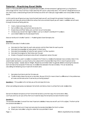 BSB 131 S1 2022 A1 Problem Solving Task 1 - BSB 131 Applied Business Analytics – Assignment 1 ...