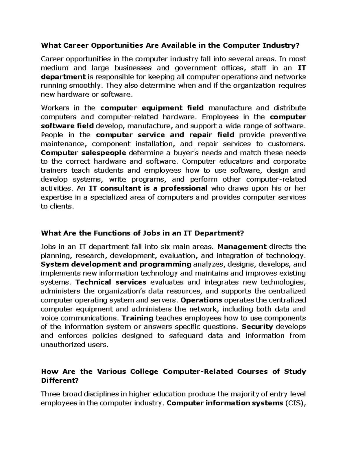 [M1- Guide] Introduction to the Profession - What Career Opportunities ...