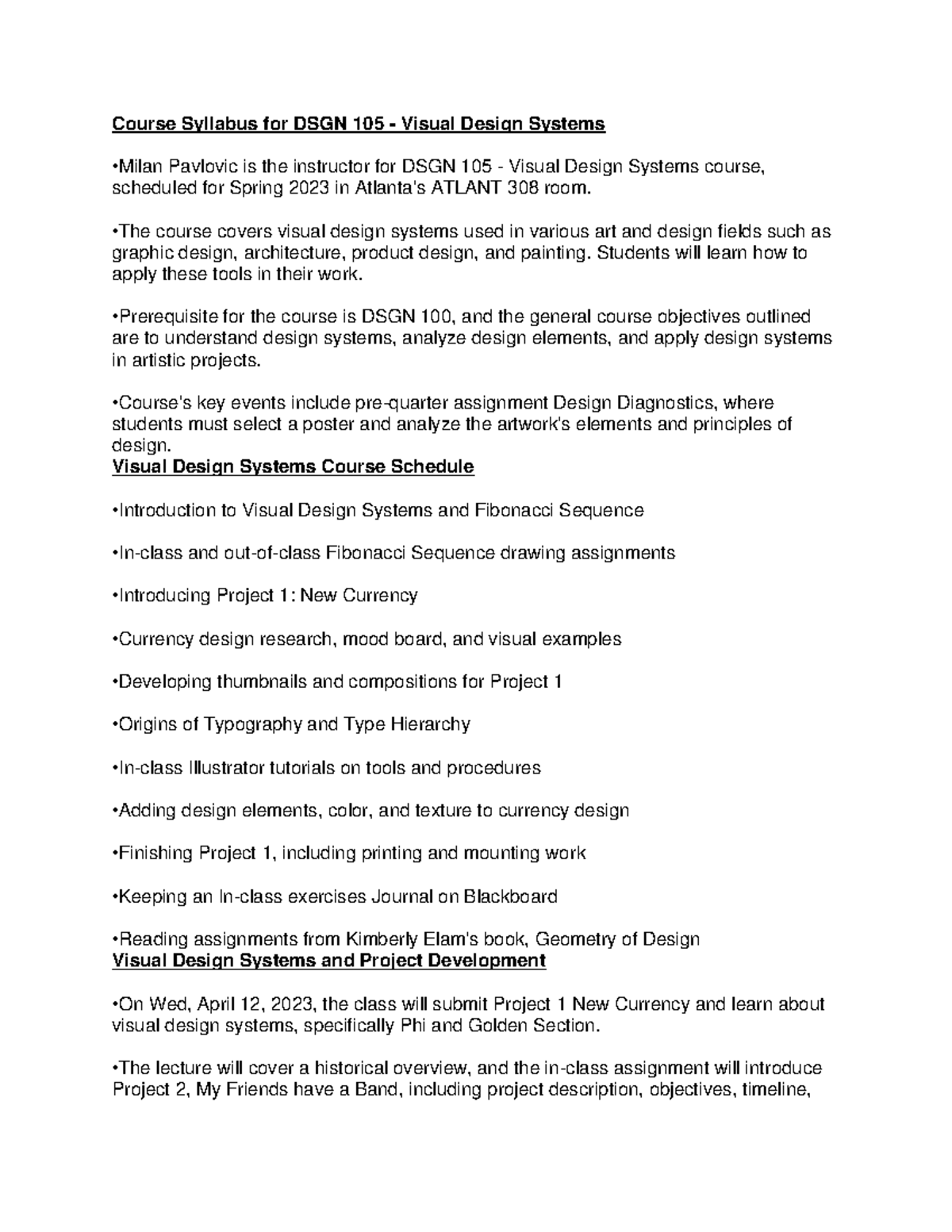 DSGN105 Course Syllabus - Course Syllabus for DSGN 105 - Visual Design ...