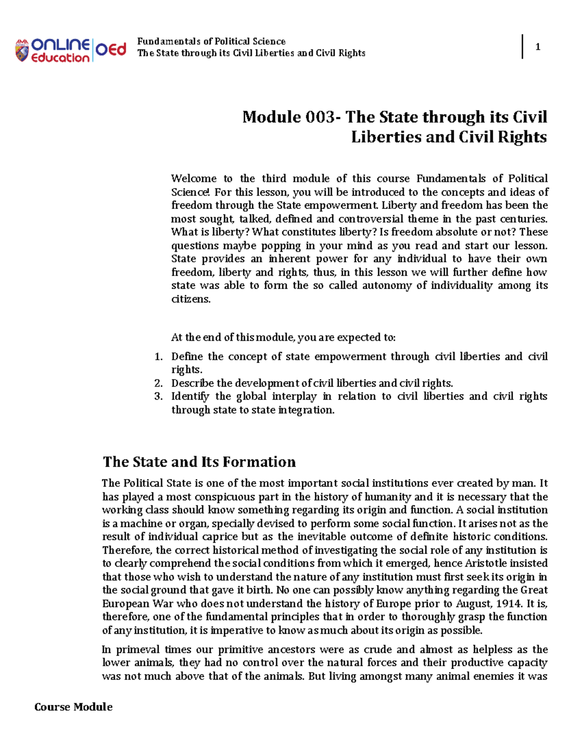 Lesson 3 - The State through its Civil Liberties and Civil Rights - The ...
