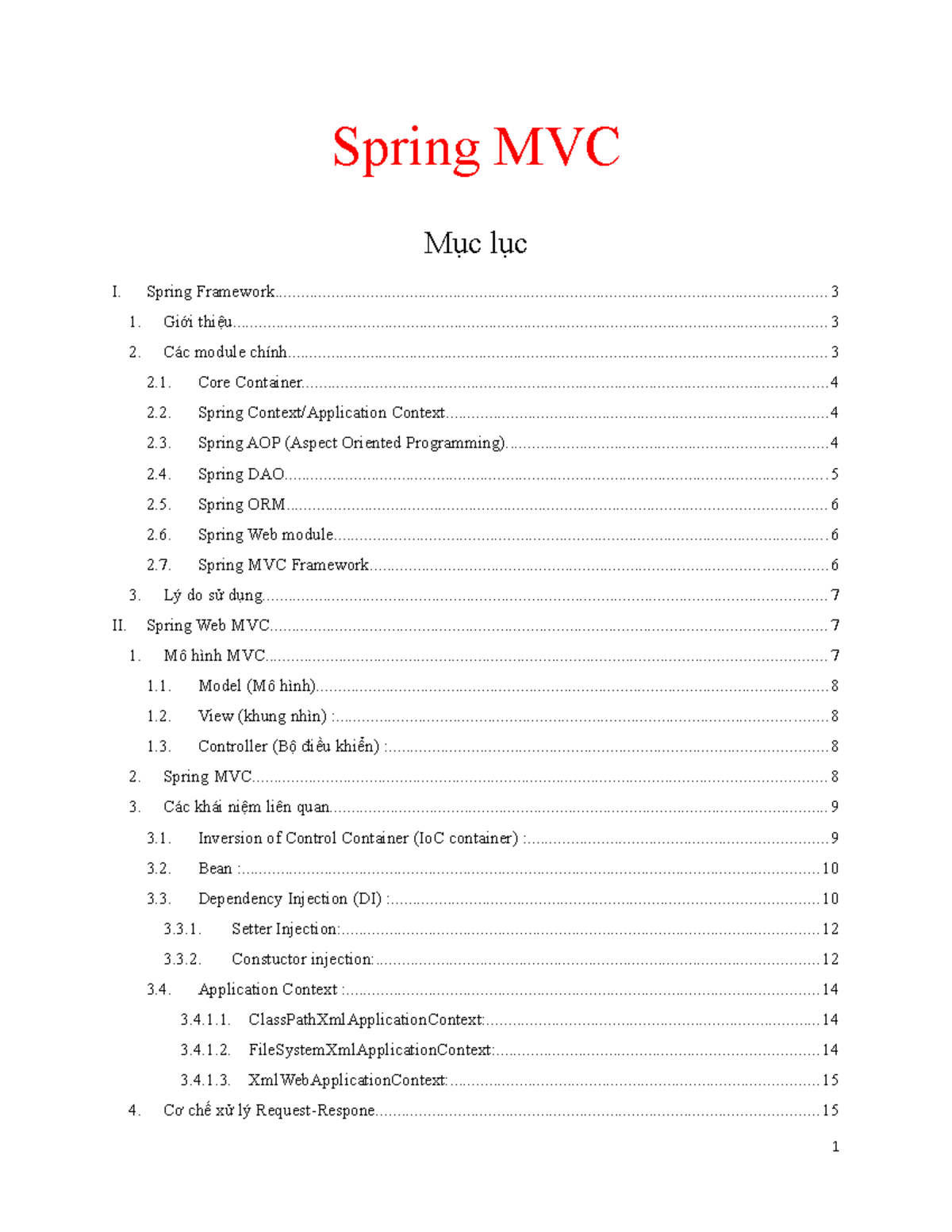 Spring MVC - Dip - Spring MVC I. Spring - Studocu