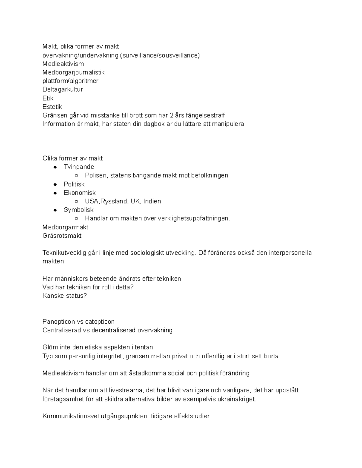 Medieteoriföreläsningar med Michael Krona - Makt, olika former av makt ...