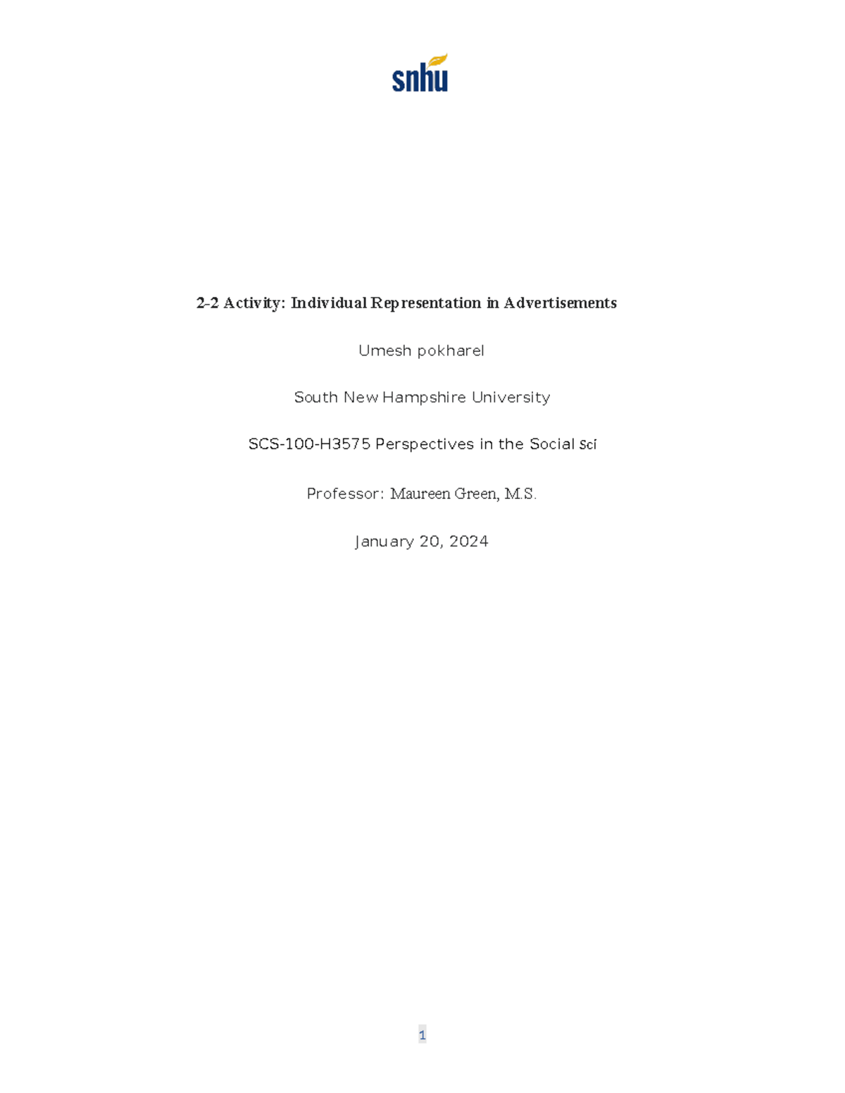 SCS 100 Module Two Activity Template - 2-2 Activity: Individual ...
