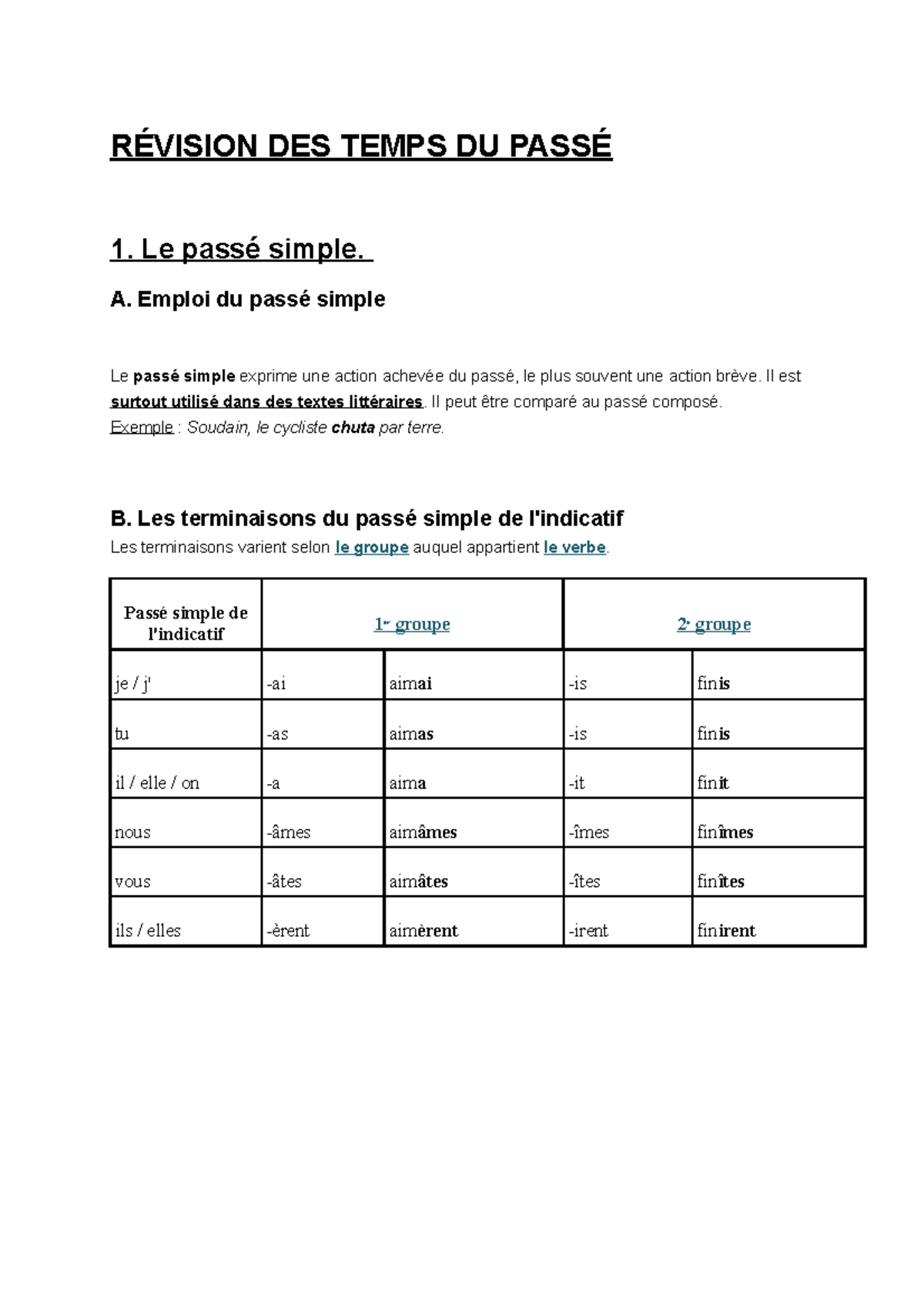 Temps du passé théorie - "ezezmelmezzmapa - RÉVISION DES TEMPS DU PASSÉ ...