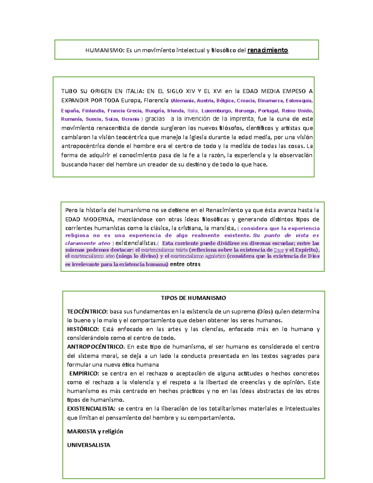 Cuadro Sinoptico DEL Humanismo Teocentrico - Pero la historia del ...